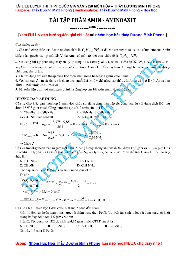 Bài tập phần Amin - Aminoaxit