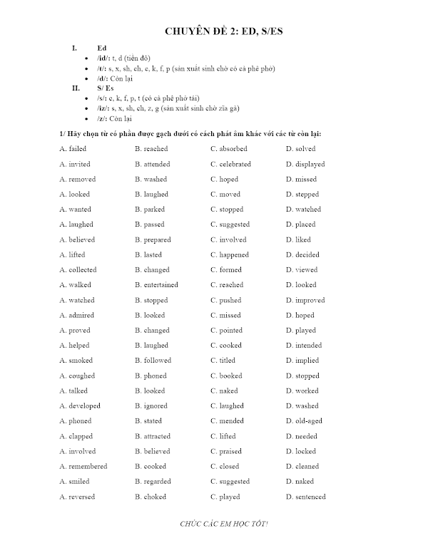 Chuyên đề 2: ED, S/ES