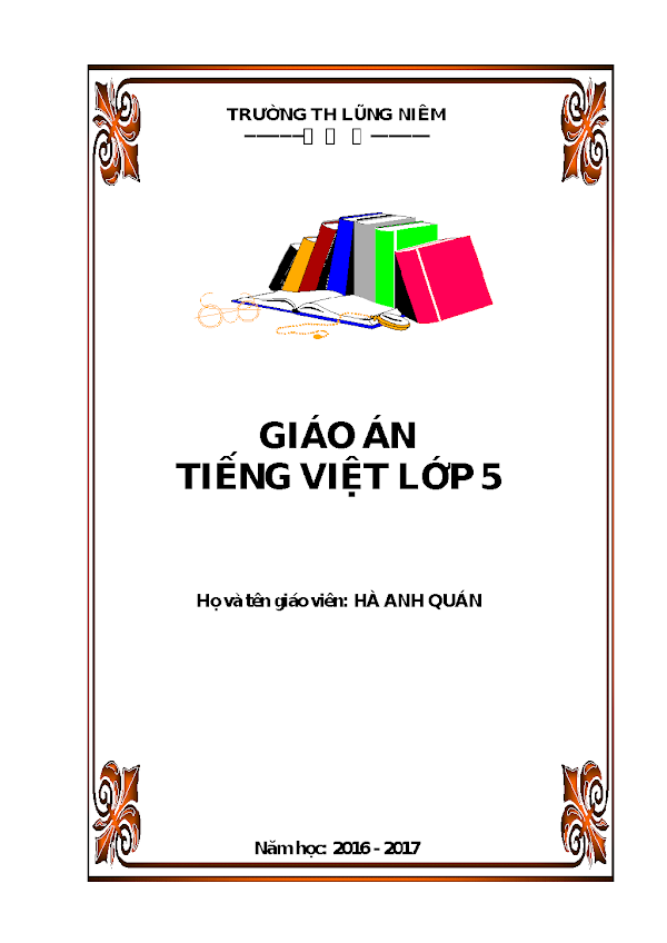 Tổng hợp các bìa giáo án tiếng việt 5 năm 2019